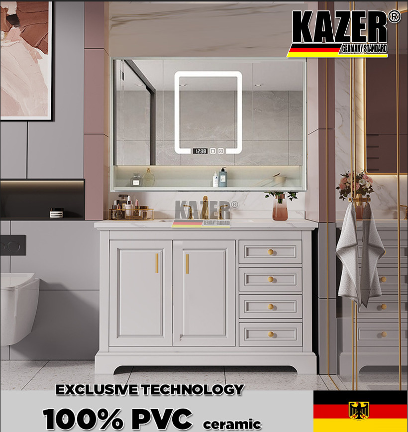 KZT1022 - LAVABO TỦ KAZER TÂN CỔ ĐIỂN, KT 1000x500mm MÀU TRẮNG - BÀN ĐÁ GRANITE TRẮNG LVB ÂM ...